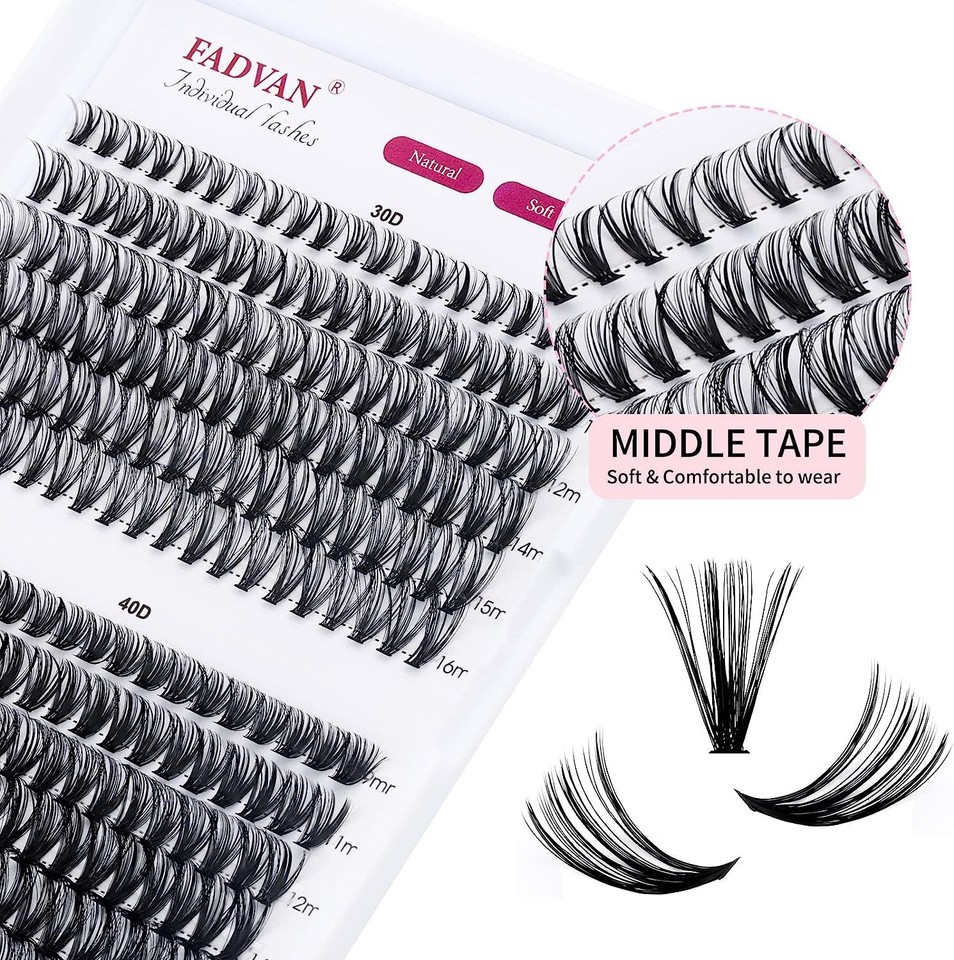 Fadvan Cluster Eyelashes Natural Curl Lash Individual Lashes Thick ...