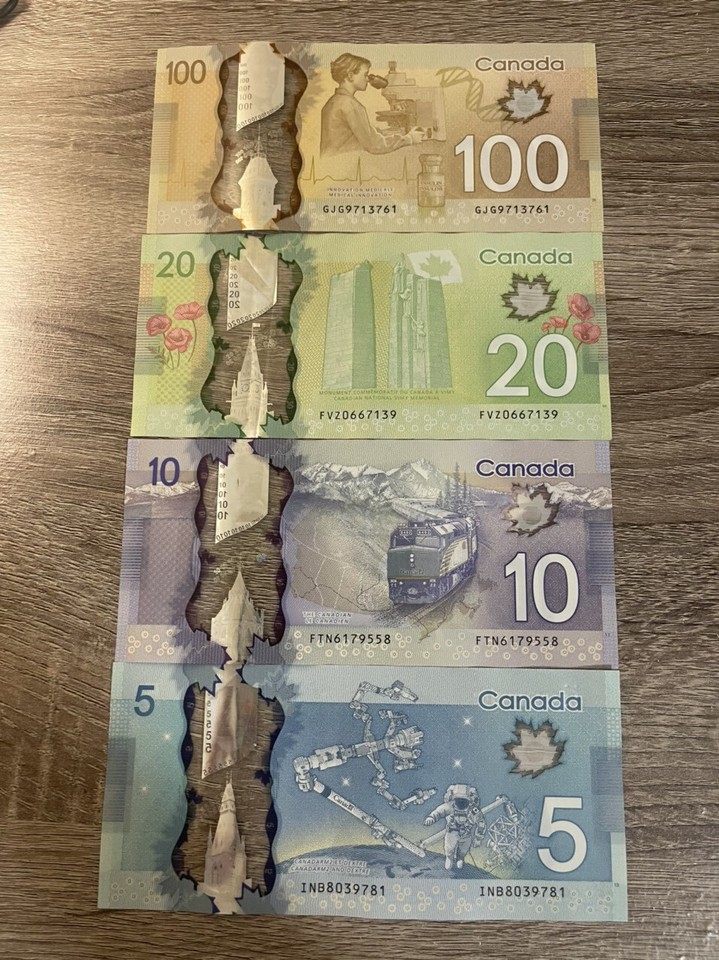 Canada 5+10+20+100 Dollars Banknote Circulated.4 Bills 5-10-20-100 AUD ...