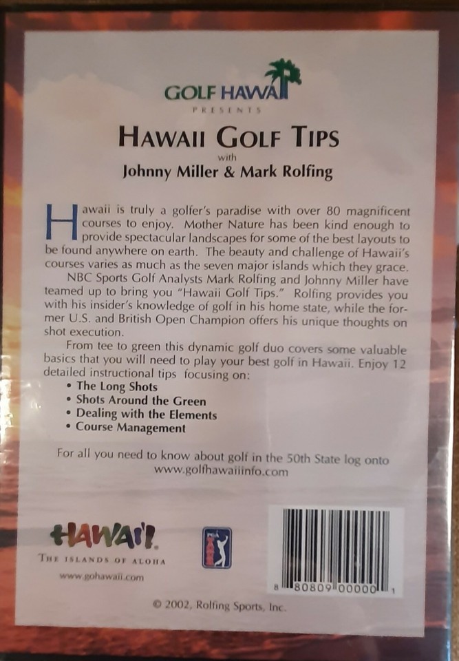 Johnny Miller & Mark Rolfing Hawaii Golf Tips: Brand New Sealed DVD ...