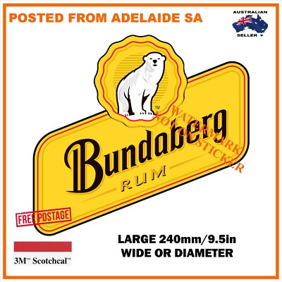 BUNDY BUNDABERG RUM STICKER LABEL LARGE 240mm HOT ROD FRIDGE ESKY ...
