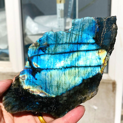 347g Flaming Flash Labradorite Blue Quartz Crystal Piece Rough Healing ...
