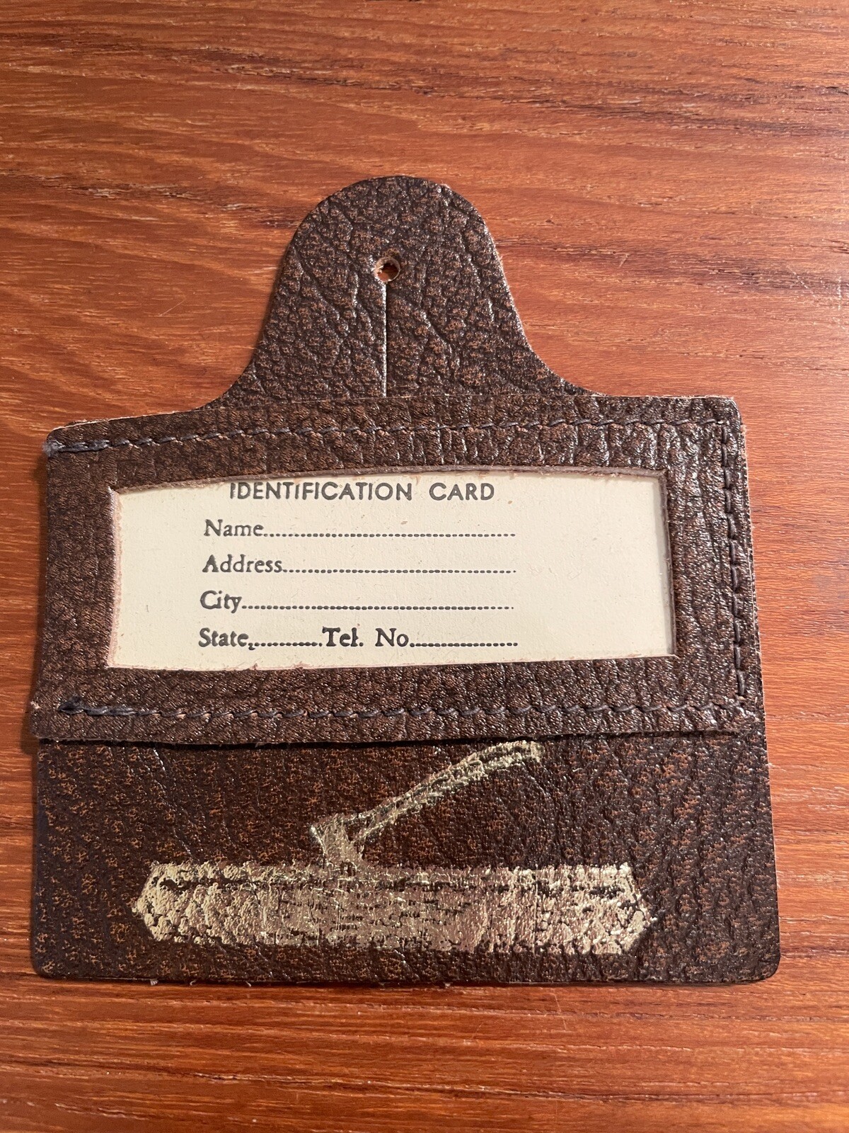 VTG WOODBADGE Leather NAME TAG HOLDER BSA Gilwell Camp Axe N Log Badge ...
