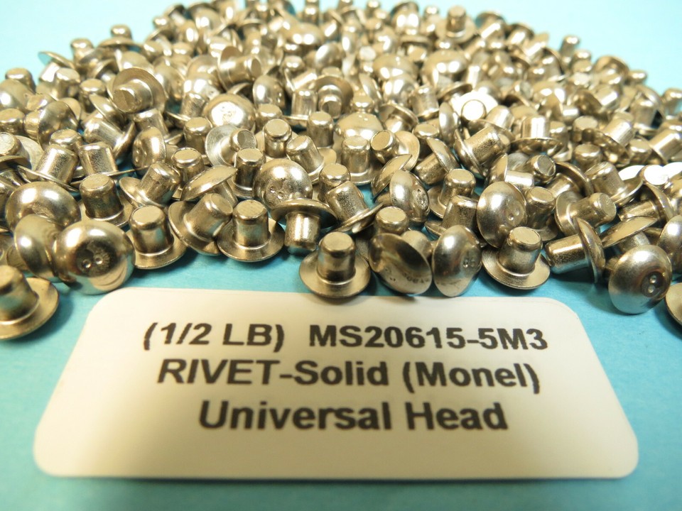 MS20615-5M3 MONEL Solid Rivet Universal Head Aircraft Aerospace Lot = 1 ...