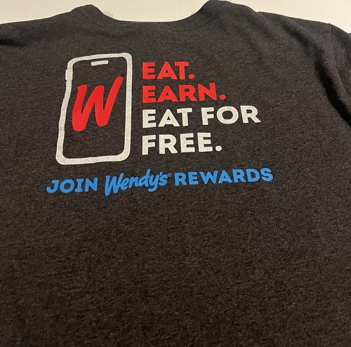 Wendy’s NCAA Fast Food Employee Uniform Rewards Logo T-Shirt XL Gray ...