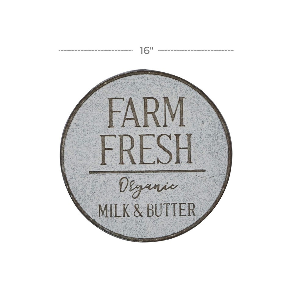 Deco 79 Metal Sign Farm Fresh Wall Decor, 16" x 1" x 16", Beige | eBay UK