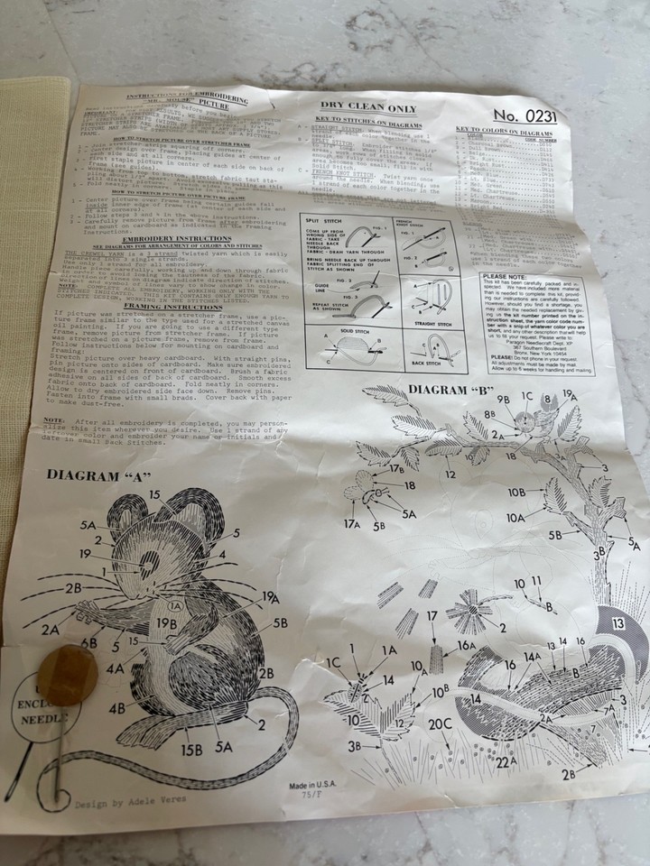 Paragon Needlecraft Creative Crewel Stitchery Kit # 0231 " Mr. Mouse ...