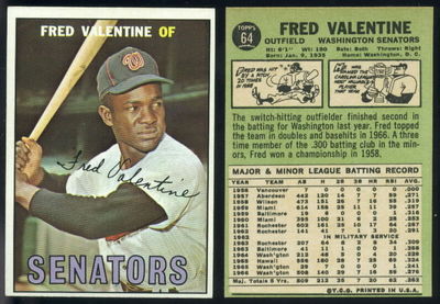 (15680) 1967 Topps 64 Fred Valentine Senators-NM | eBay