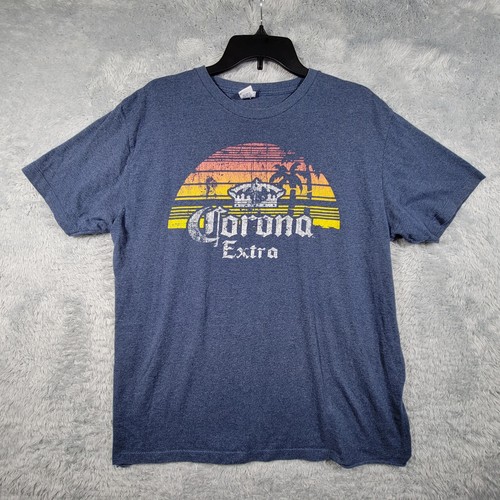 Corona Extra Shirt Mens Large Blue Logo Short Sleeve - flaw | eBay