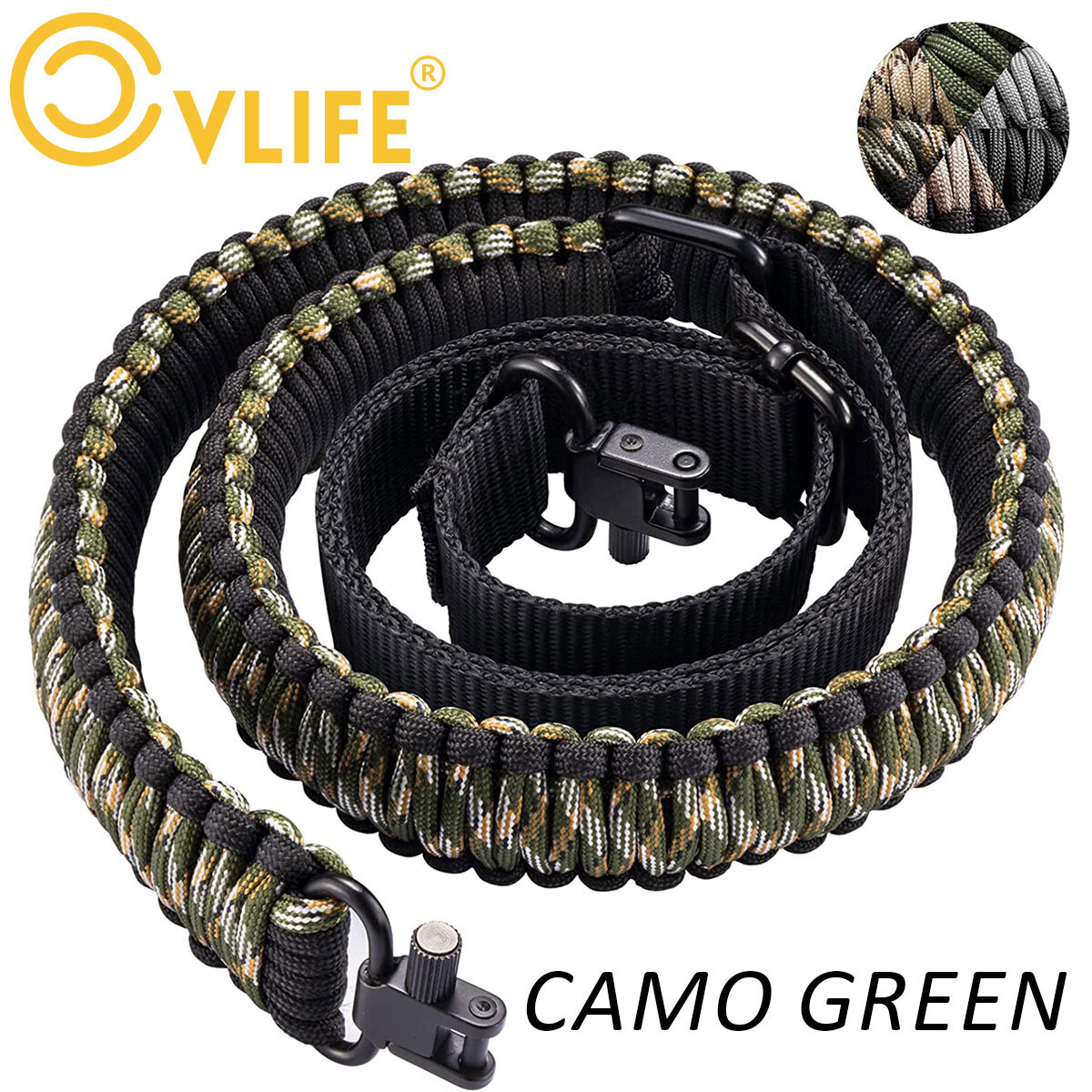 Tactical 550 Paracord Rifle Gun Sling Shotgun Crossbow 2 Point ...