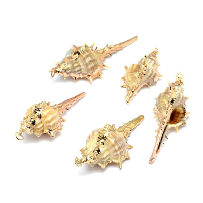 10pc Golden Electroplated Conch Shell Pendants Mini Charm Jewelry ...