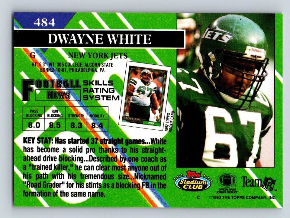 Dwayne White 1993 Stadium Club #484 New York Jets | eBay