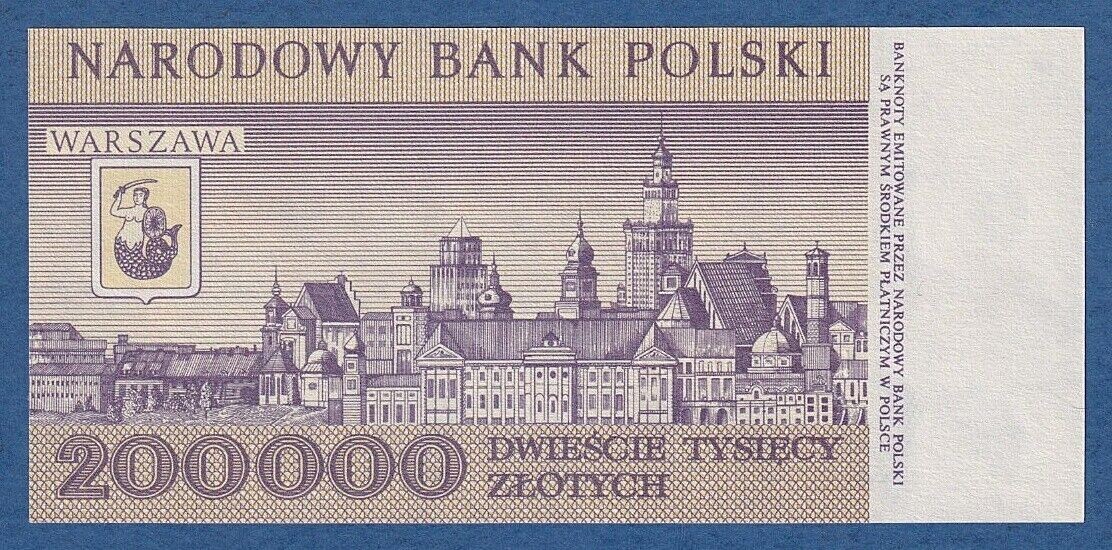 Poland 200,000 ZLOTYCH 200000 P-155 A 1989 UNC Polish World Currency ...