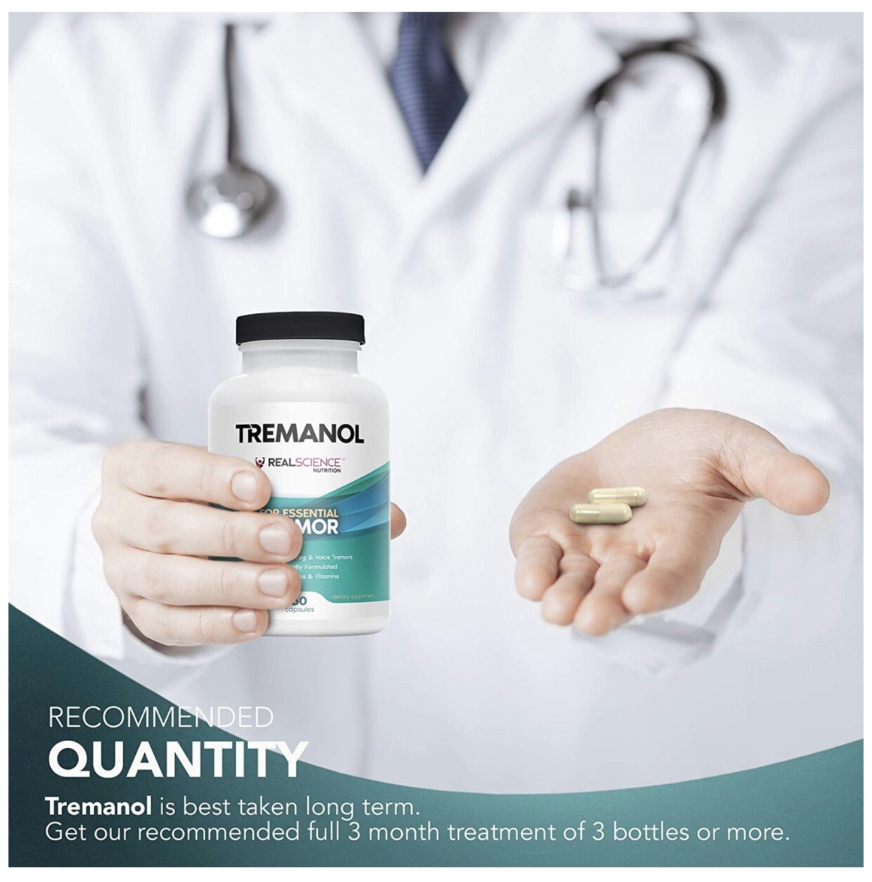 60 TREMANOL Natural Aid ESSENTIAL TREMOR RELIEF Hand Arm Leg Voice ...