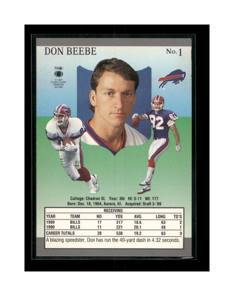 1991 Ultra #1 Don Beebe Buffalo Bills Football Card | eBay