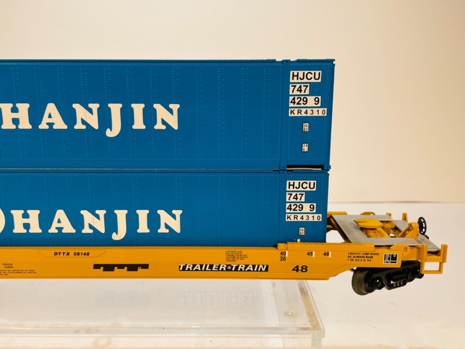 NIB 1990s MTH Railking 20-95004 O Scale Trailer Train Hanjin Husky ...
