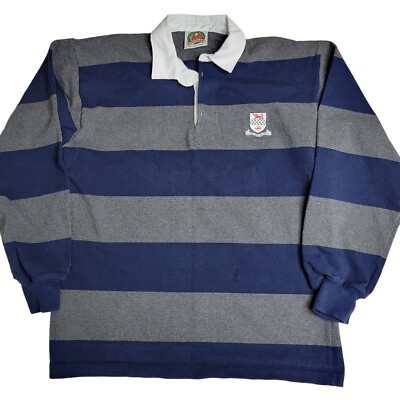 Barbarian Rugby Wear Striped Navy & Gray Long Sleeve Shirt Made In ...