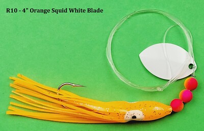 5pk Saltwater Fishing Rigs - Fluke Spinner Rig Orange White Blade ...