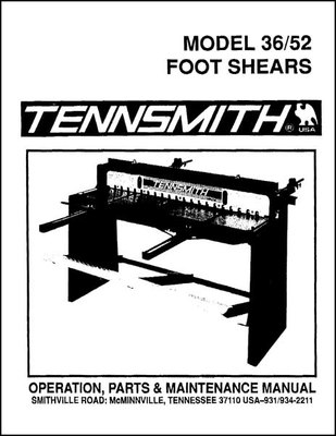 Tennsmith Model 36/52 Foot Shears Manual | eBay