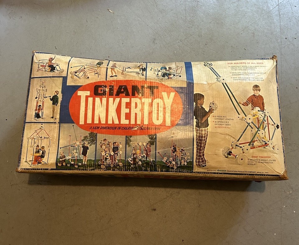 Vintage 1970s Giant Tinker Toys Set 5300 81 Pieces Construction ...