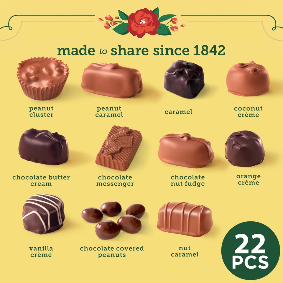 WHITMANS SAMPLER Assorted Milk & Dark Chocolate Candy Gift Box 10 oz ...