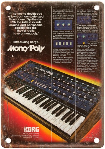 KORG Analog Keyboard Synthesizer Magazine Ad Retro Look Metal Sign R88 ...