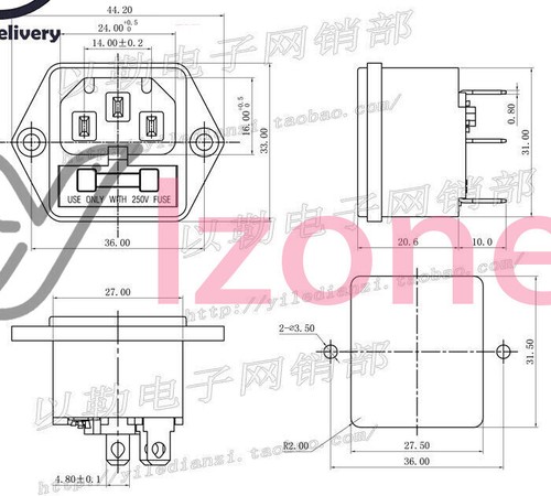 5Pcs Inlet AC Power Entry Socket Fuse Holder IEC 320 IEC320 C14 10A ...