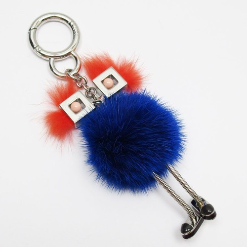 FENDI Bag Charm Key Ring Monster Blue Silver Fur Accessory Used | eBay