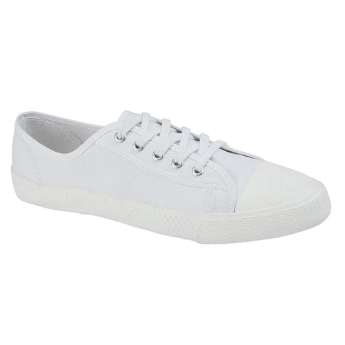 Dek Mens White Canvas Pumps Shoes Plimsolls Plimsol Retro Trainers Lace ...