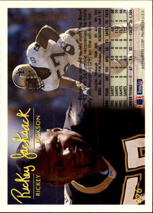 1994 Fleer Football Card #326 Rickey Jackson | eBay