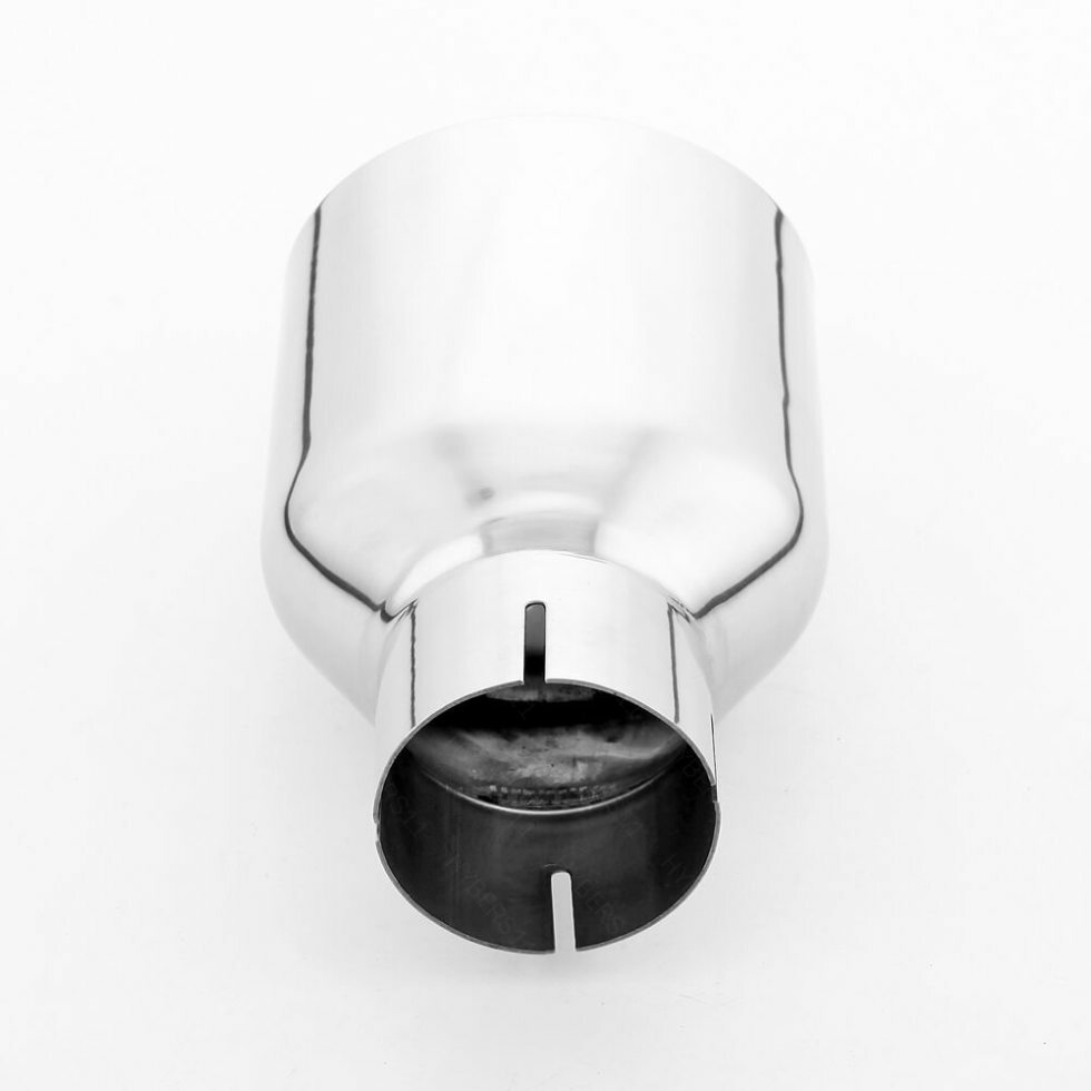 Clamp on 2.5" Inlet Resonated Slant Oval Out Exhaust Tip 304 Stainless ...