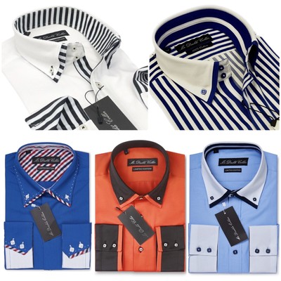 Luxury Mens Casual Double Collar Smart Fit Formal Shirt Italian Design ...