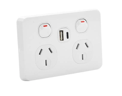 10A Double Powerpoint/GPO with Dual USB Charger A & C | eBay Australia