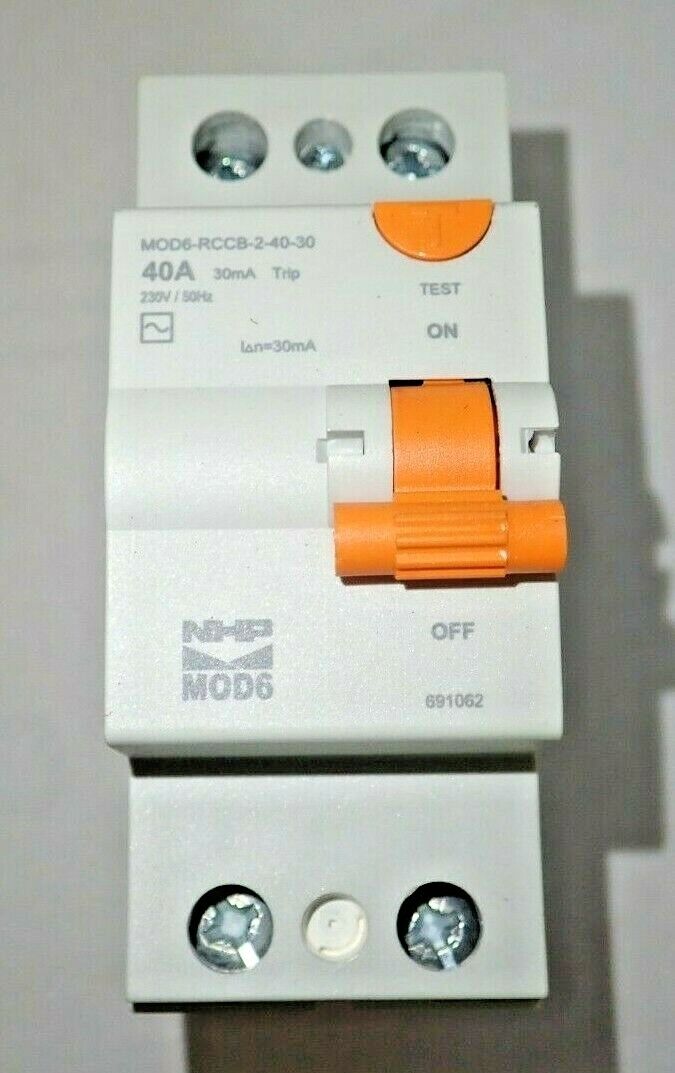 NHP MOD6-RCCB-2-40-30 691062 DIN-SAFE SAFETY SWITCH 2P 40A 30mA TYPE AC ...