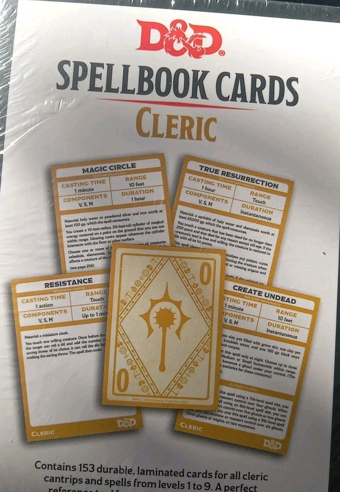 Dungeons & Dragons Spellbook Cards: Cleric D&D New Sealed 153 Cards ...
