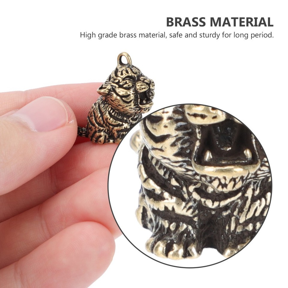 5pcs Exquisite Brass Craft DIY Pendants Brass Tiger Decors Keychain DIY ...