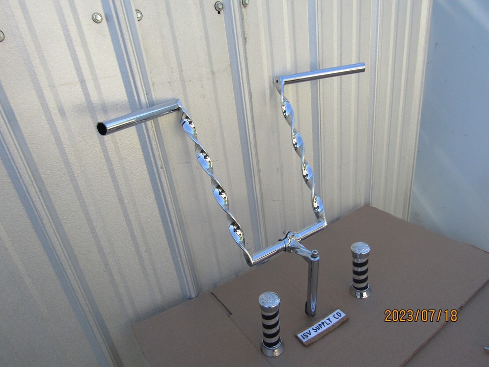 NEW CHROME LOWRIDER BICYCLE FLAT TWISTED HANDLEBAR , TWISTED GOOSENECK ...
