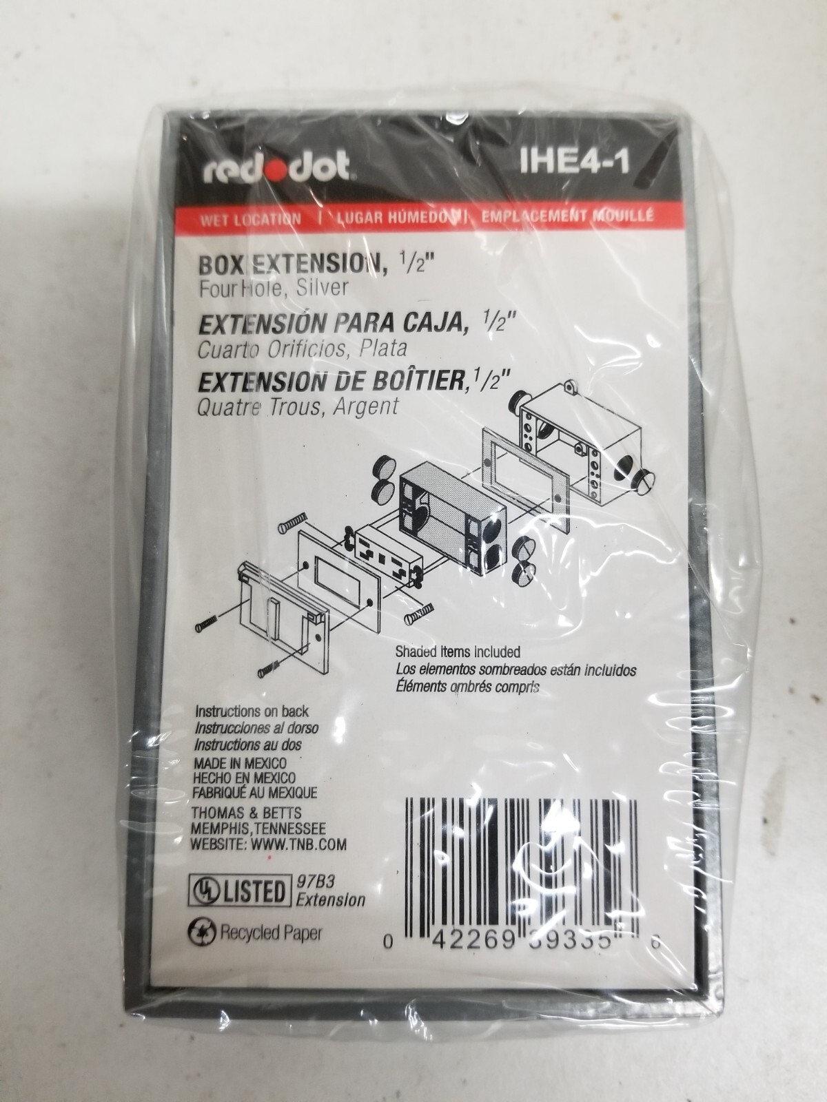 Thomas & Betts Red Dot IHE4-1 1/2" Extension Adaptor One Gang Box of 7 ...