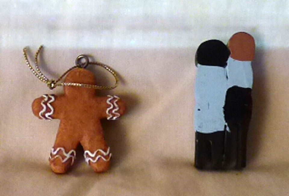 3 Vintage 1980s Tiny Gingerbread Man Hanger Wooden Die Cut Amish Couple ...