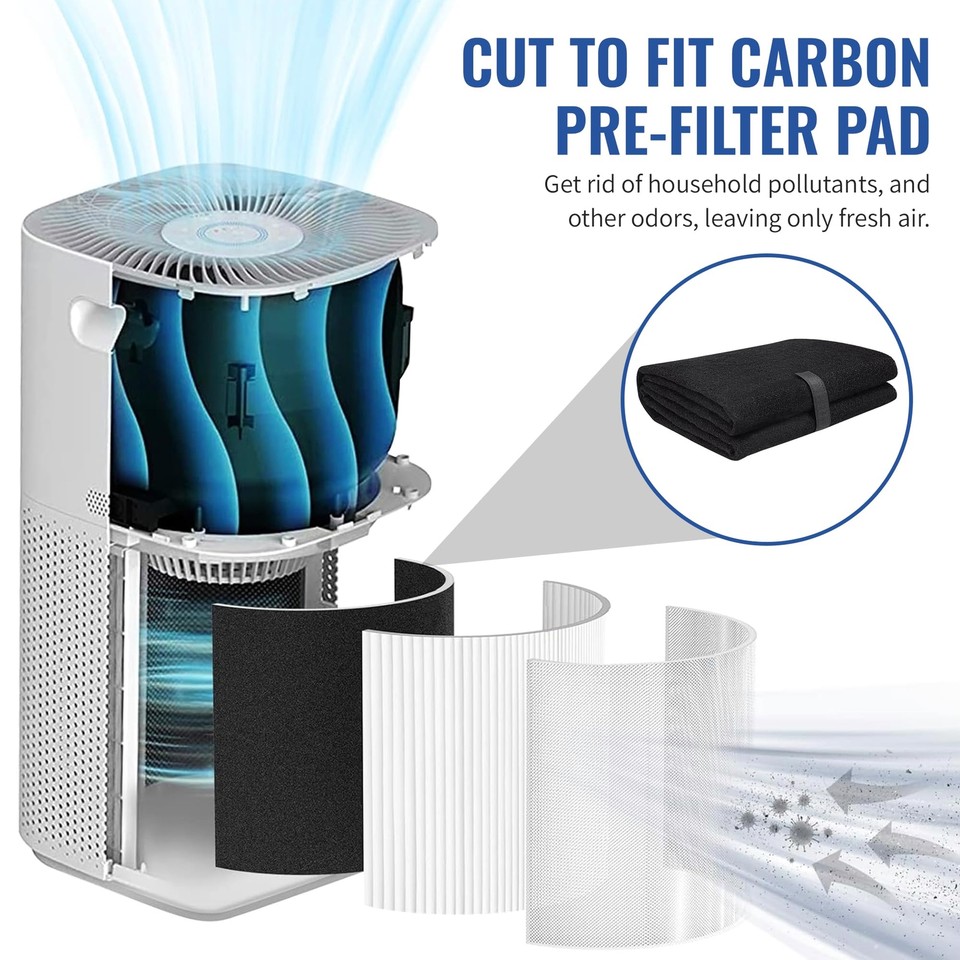 Universal Cut to Fit Carbon Pad Pre Filter Roll for Air Purifiers ...