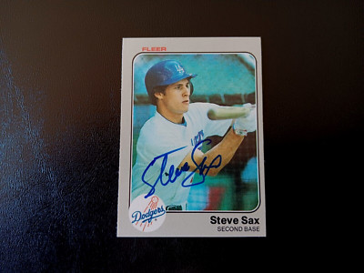 Steve Sax Autographed 1983 Fleer Baseball LA Dodgers Card #220 Vintage ...