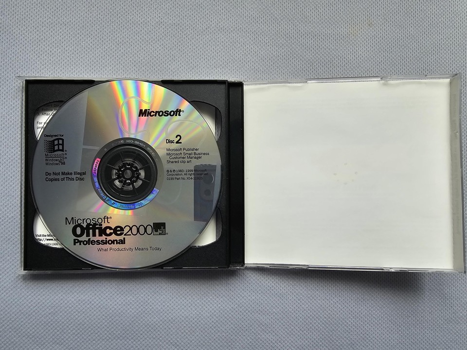 Microsoft Office 2000 Professional 2 CD-ROM w/ Product Key for WINDOWS ...