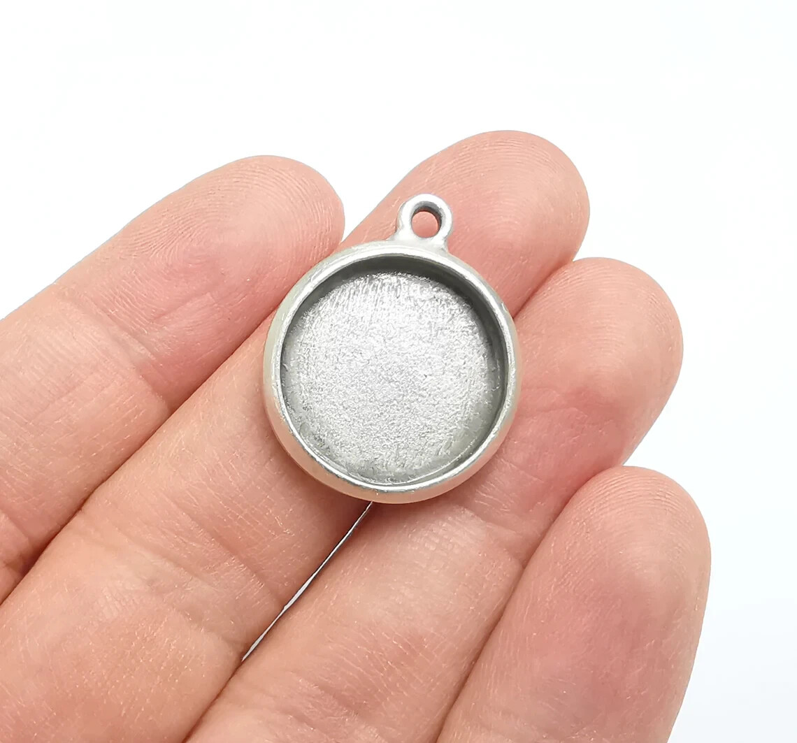 2 Pieces Round Charm Bezel, Resin Blank, inlay Mounting, Mosaic Pendant ...