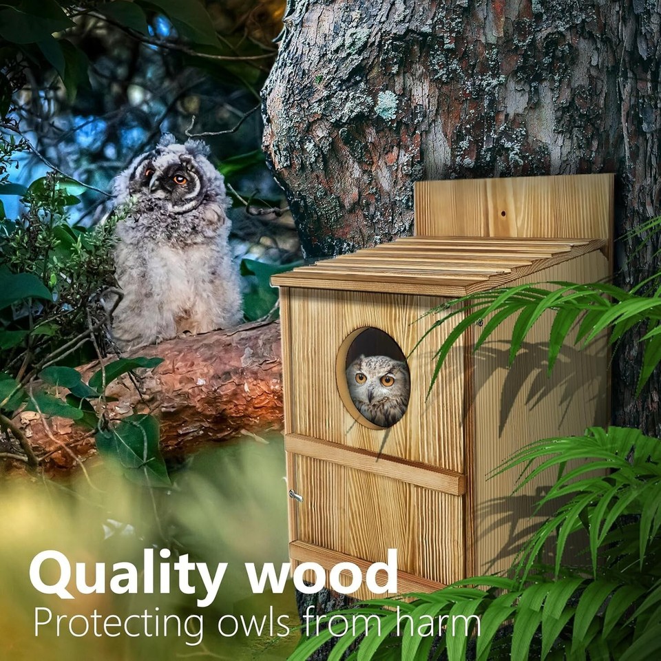Owl House-Wooden Owl Box Owl Houses for Outdoors Suitable Home, Garden ...