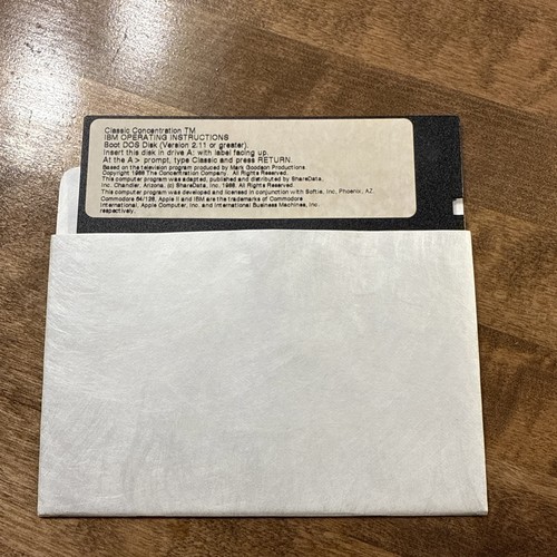 Classic Concentration Floppy Disk - IBM - Boot Dos Disk (Version 2.11 ...