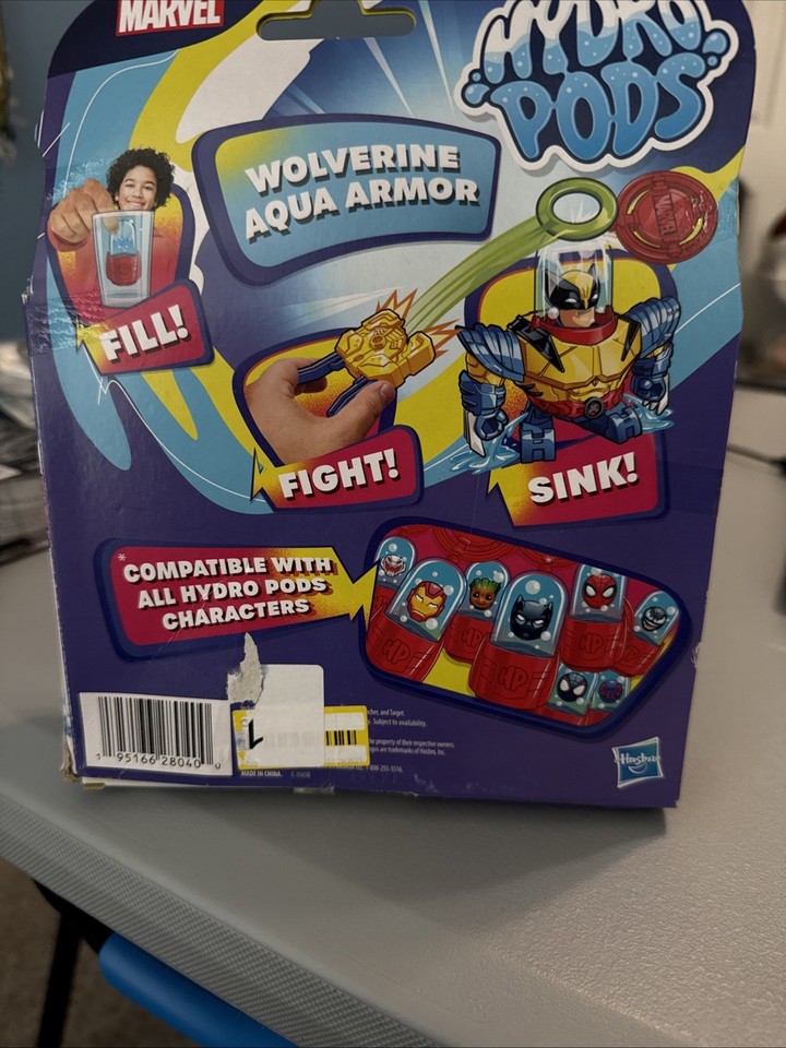 Hydro Pods Marvel Wolverine Aqua Armor Mech Suit Battle Set Water ...