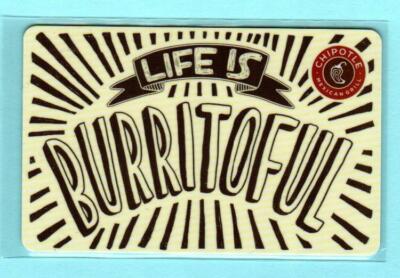 CHIPOTLE Life is Burritoful ( 2014 ) Gift Card ( $0 ) | eBay