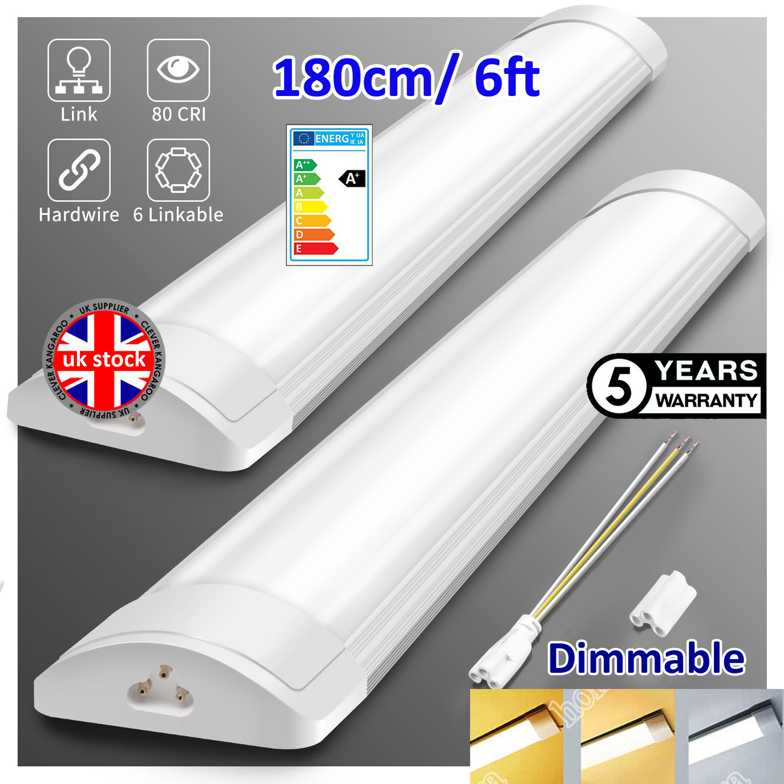 LED Batten Low Profile Ceiling Tube Light 6500K 54W 2FT 4FT 5FT 6FT ...