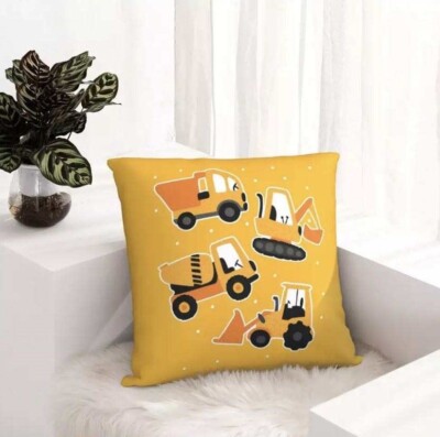 Construction Digger Cushion Cover 45 X 45cm pillow kids Bedroom Decor ...
