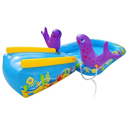 Banzai My First Water Slide and Splash Pool with Sprinkler 98" x 59" x ...