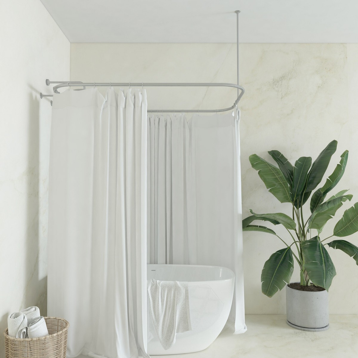 Shower Curtain Rod Ceiling Support | Shelly Lighting